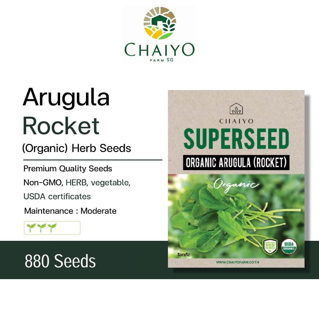 Arugula Rocket (Organic) Herb Seeds, 880 Seeds – Chaiyo Farm (Singapore ...